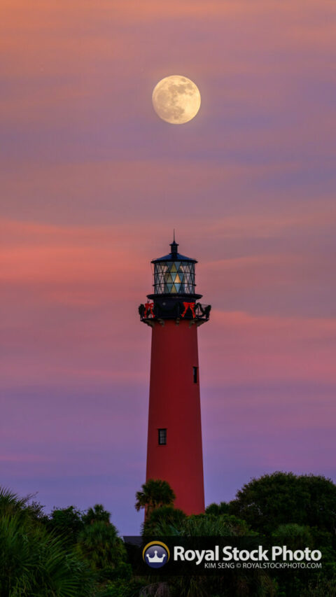 Moon Rise Pick Sky Jupiter Lighthouse | Royal Stock Photo