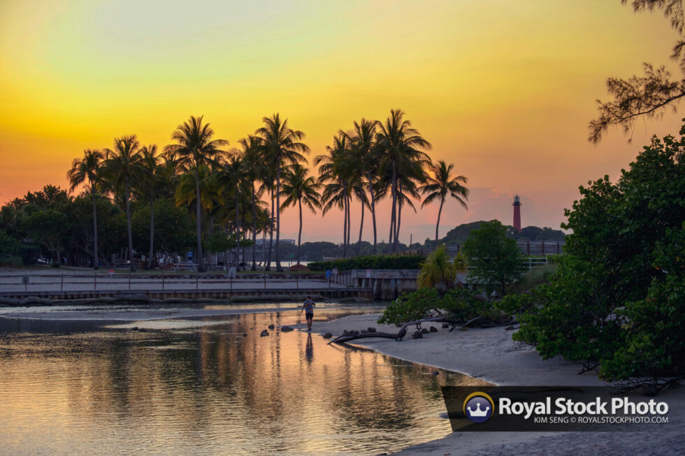 Sunset Dubois Park Jupiter Florida Lagoon - Royal Stock Photo