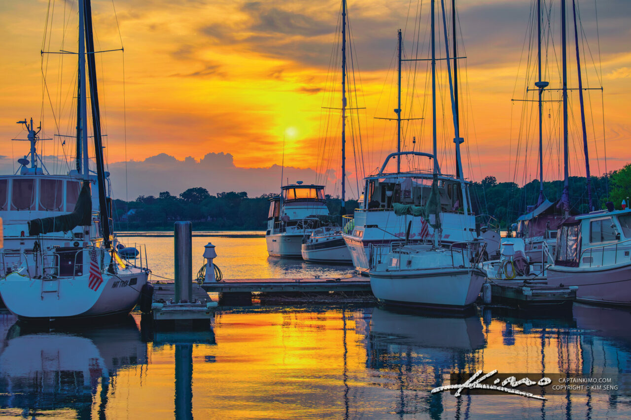 Golden Hour Sunset at Safe Harbor Marina in Beaufort South Carolina ...