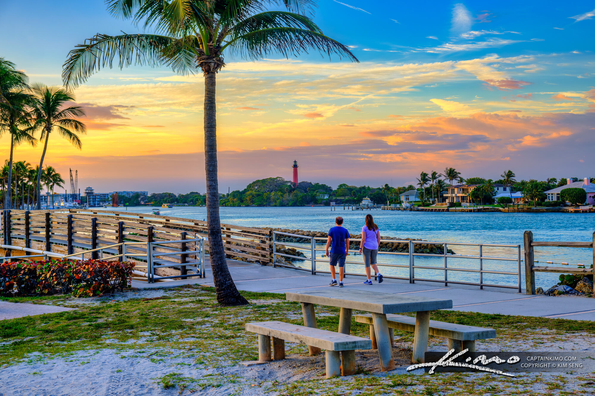 Sunset Stroll by Jupiter Lighthouse | Royal Stock Photo