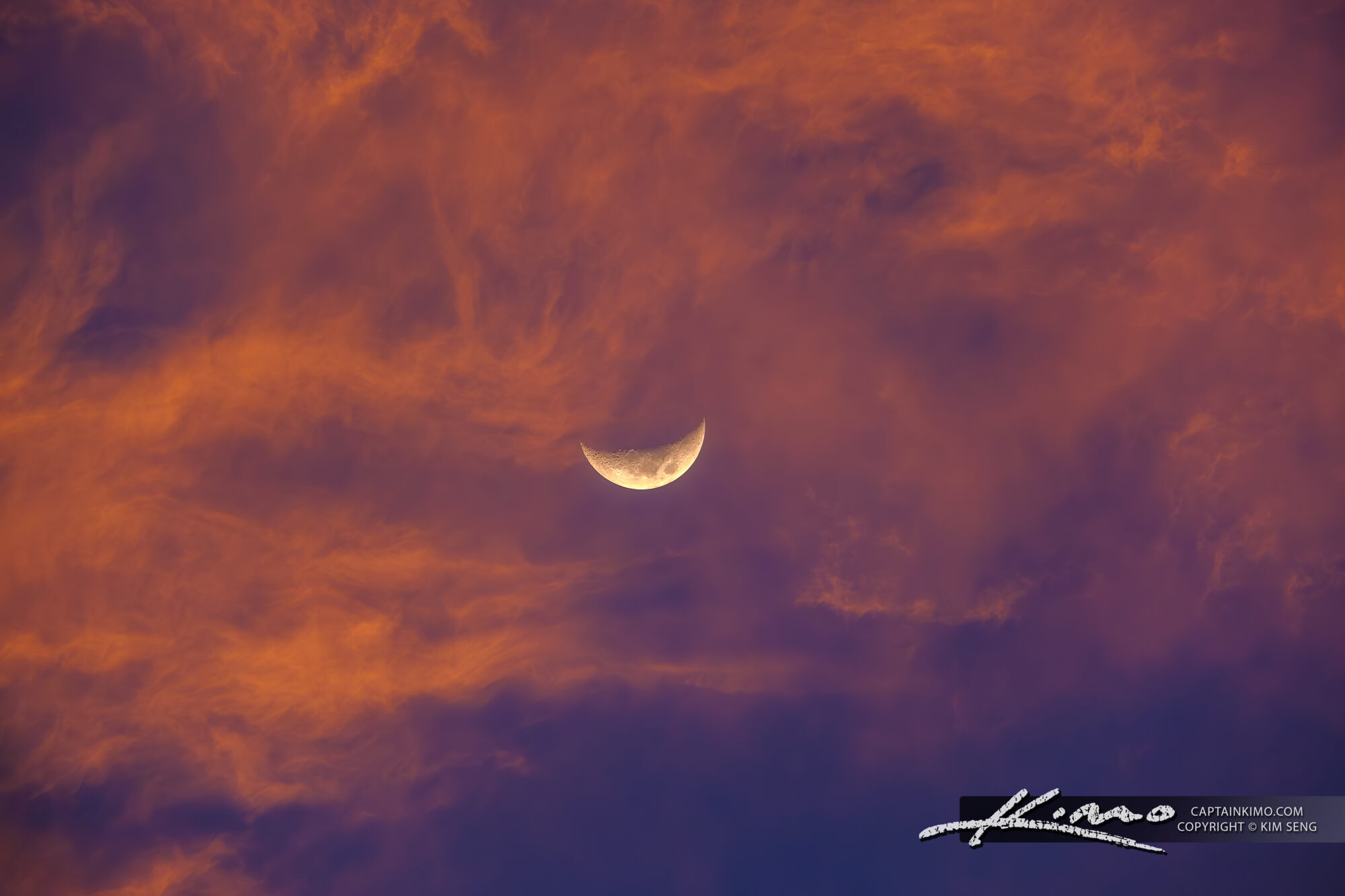 Crimson Twilight Moon Over Miami | Royal Stock Photo