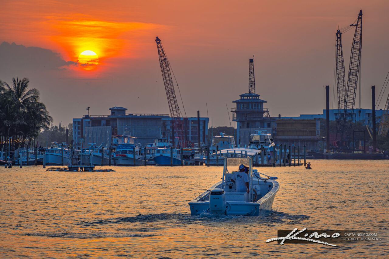 Jupiter Florida Life Sunset Boating | Royal Stock Photo