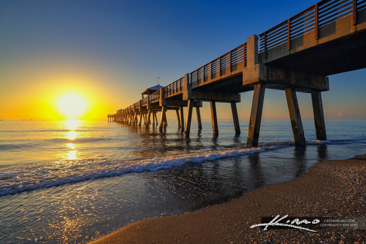 Atlantic Ocean Juno Beach Pier Sunrise June 07 2024 | Royal Stock Photo