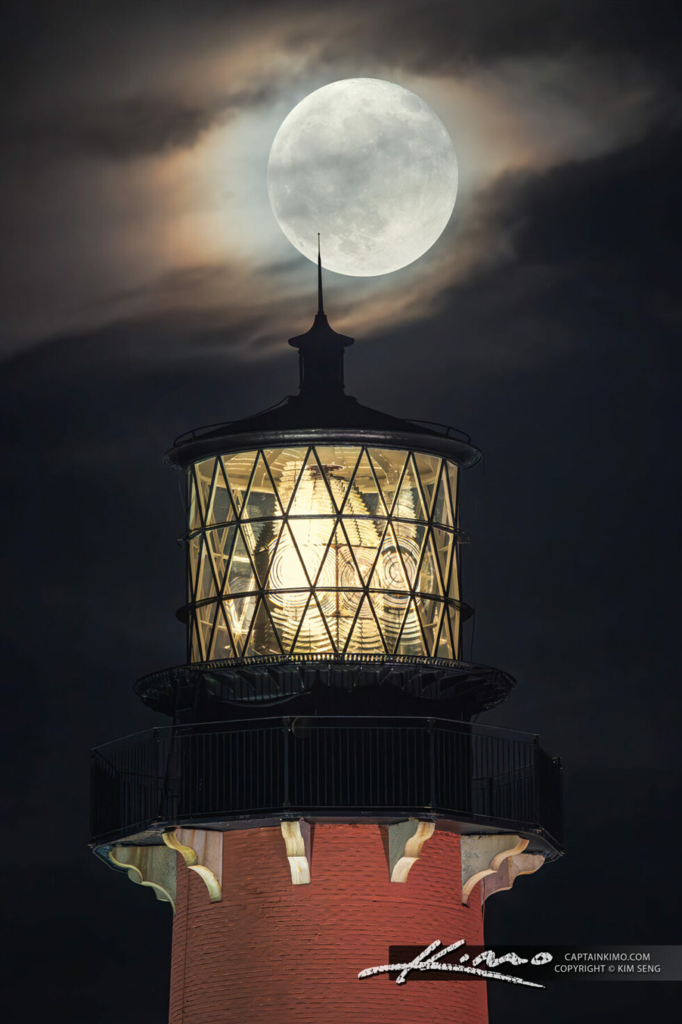 Jupiter Lighthouse Moon Rise with Clouds Nikon Z7 | Royal Stock Photo