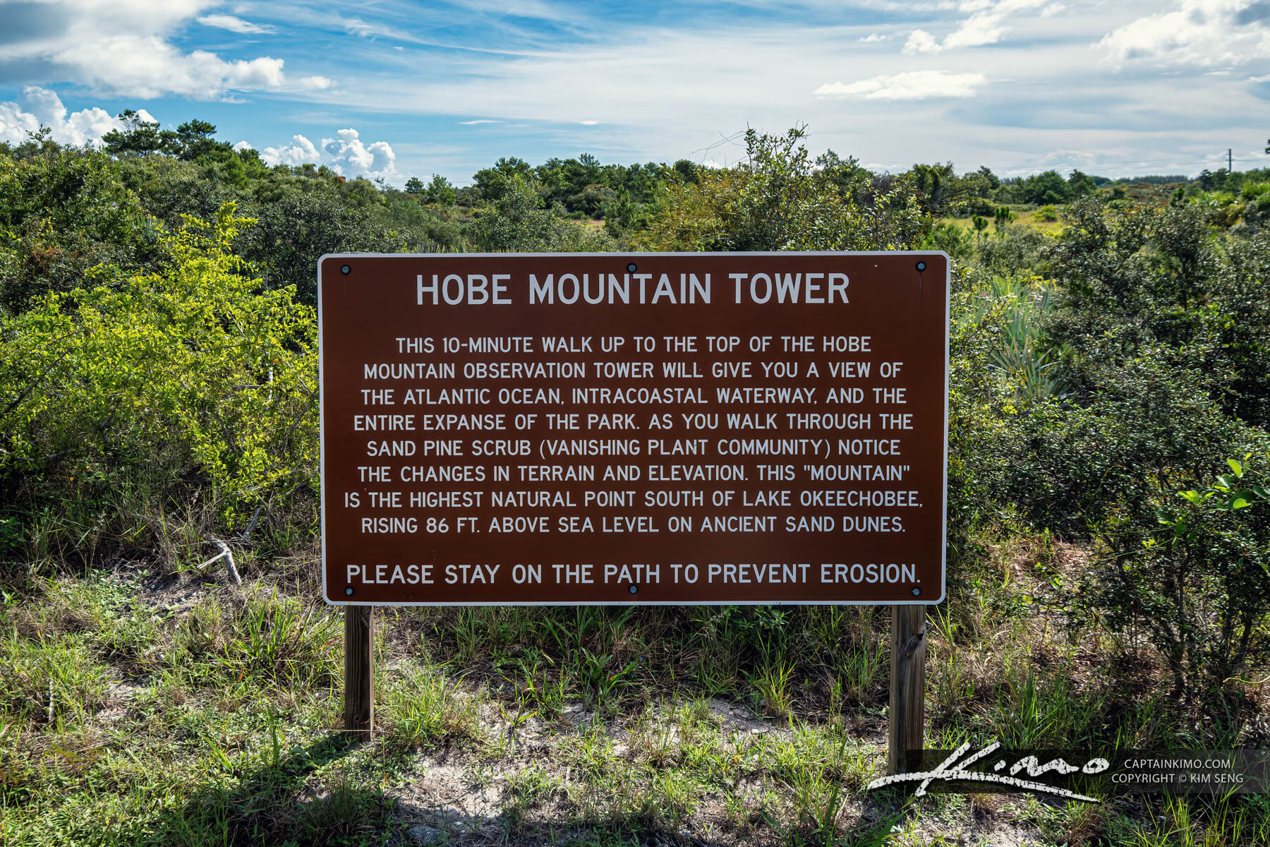 Hobe Mountain Tower Sign Jonathan Dickinson State Park | Royal Stock Photo