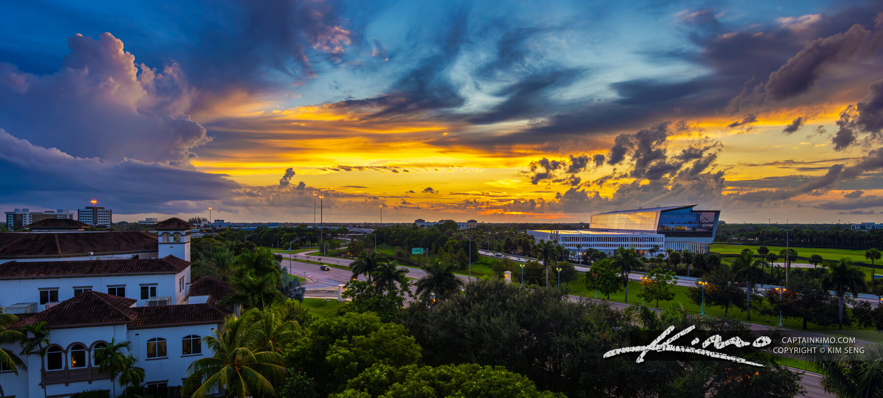 Sunset Over Palm Beach Gardens and the FPL Building | Royal Stock Photo