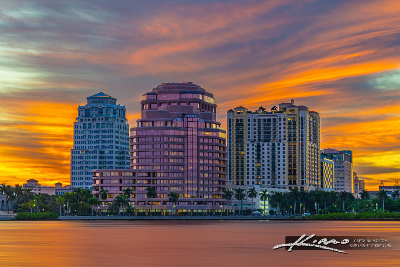 Phillips Point West Palm Beach Skyline Sunset | Royal Stock Photo