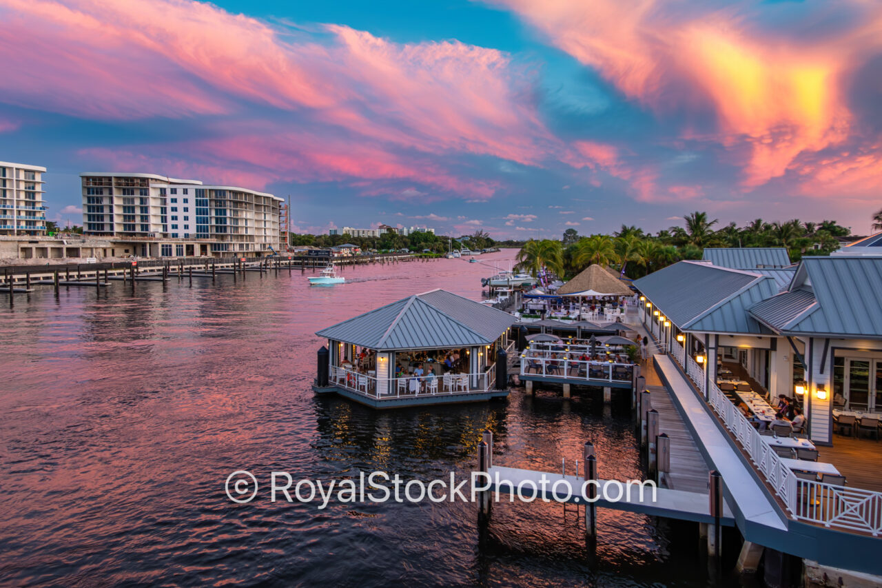 The Ritz Carlton Residences and Waterway Cafe Sunset at the Intr ...